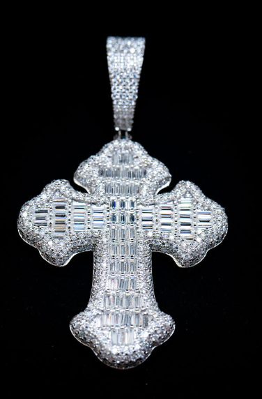 Lab Crafted Stone Baguette Cut Tupac Cross – Bling Bling Jewels